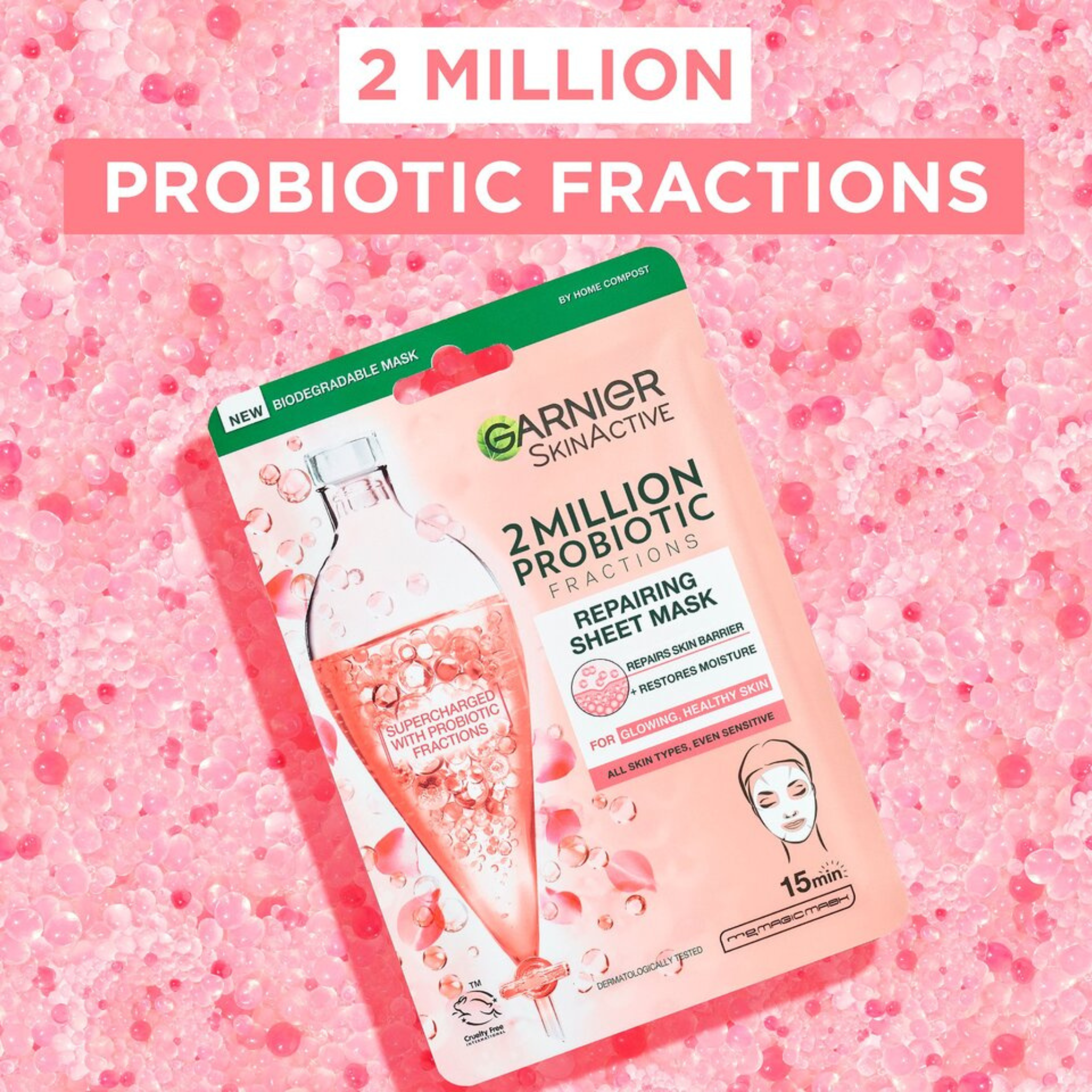 Garnier 2 Million Probiotic Fractions Repairing Face Sheet Mask 22g ...